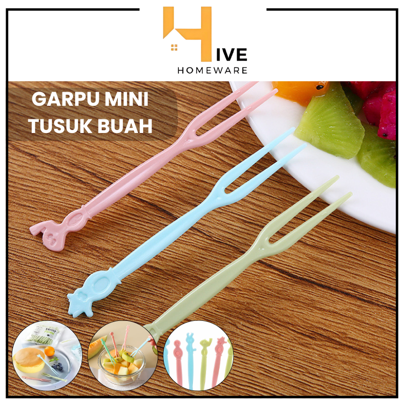 Jual HIVE Garpu Mini Tusuk Buah isi 50 pcs Fork Garpu Plastik Tusuk ...