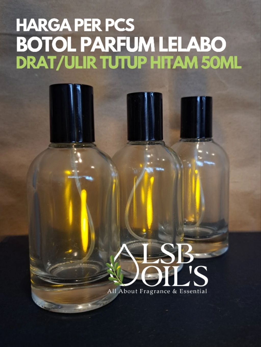 Jual BOTOL LELABO 50ML ULIR/DRAT - BOTOL LELABO DRAT HITAM 50ML - BOTOL ...