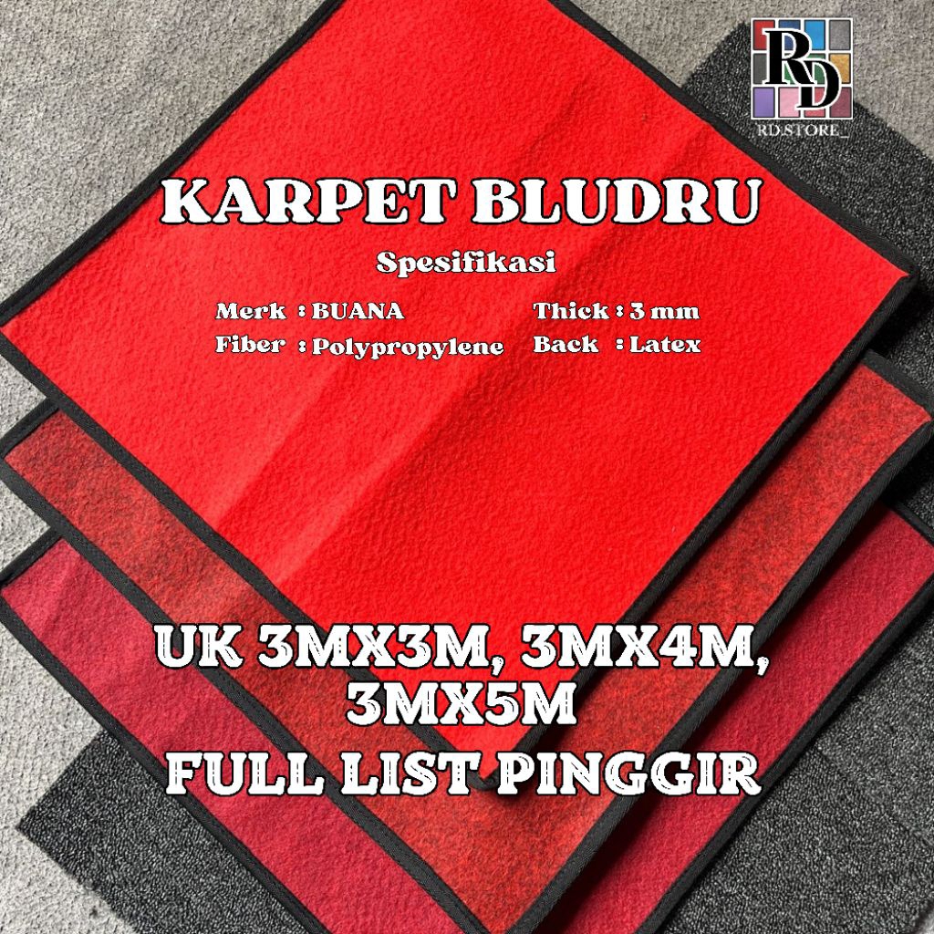 Jual KARPET BLUDRU || UK 3MX3M || 3MX4M || 3MX5M|| BERAGAM WARNA || NEW ...