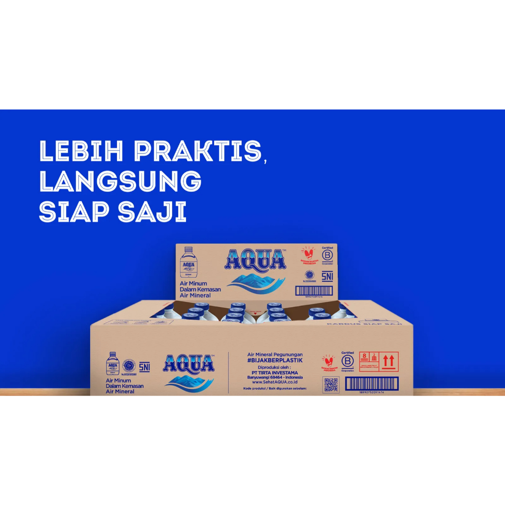 Jual AIR MINERAL AQUA CUBE BOTTLE 220 ML 1 KARTON ISI 24 BOTOL | Shopee Indonesia