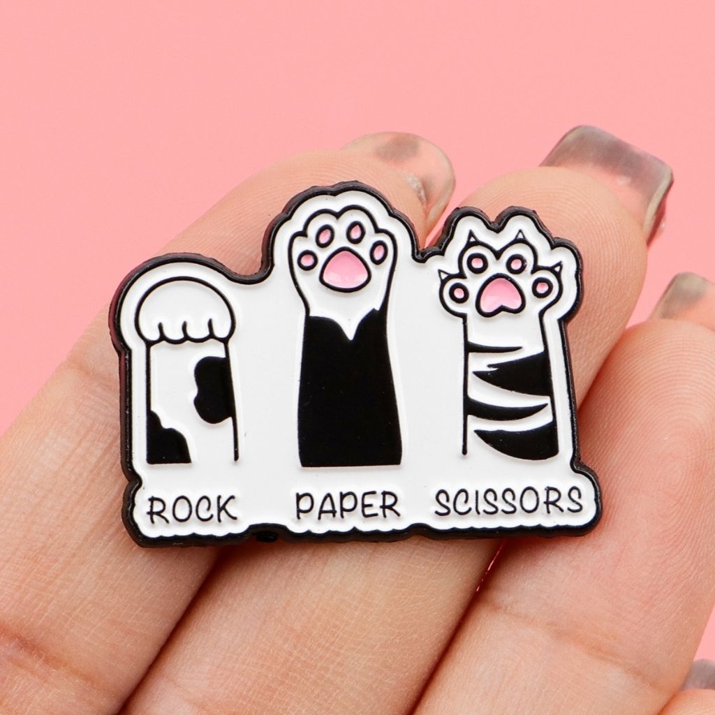 Jual Pin Enamel Kucing Cat Rock Paper Paw Pin Lucu Pin Tas | Shopee ...