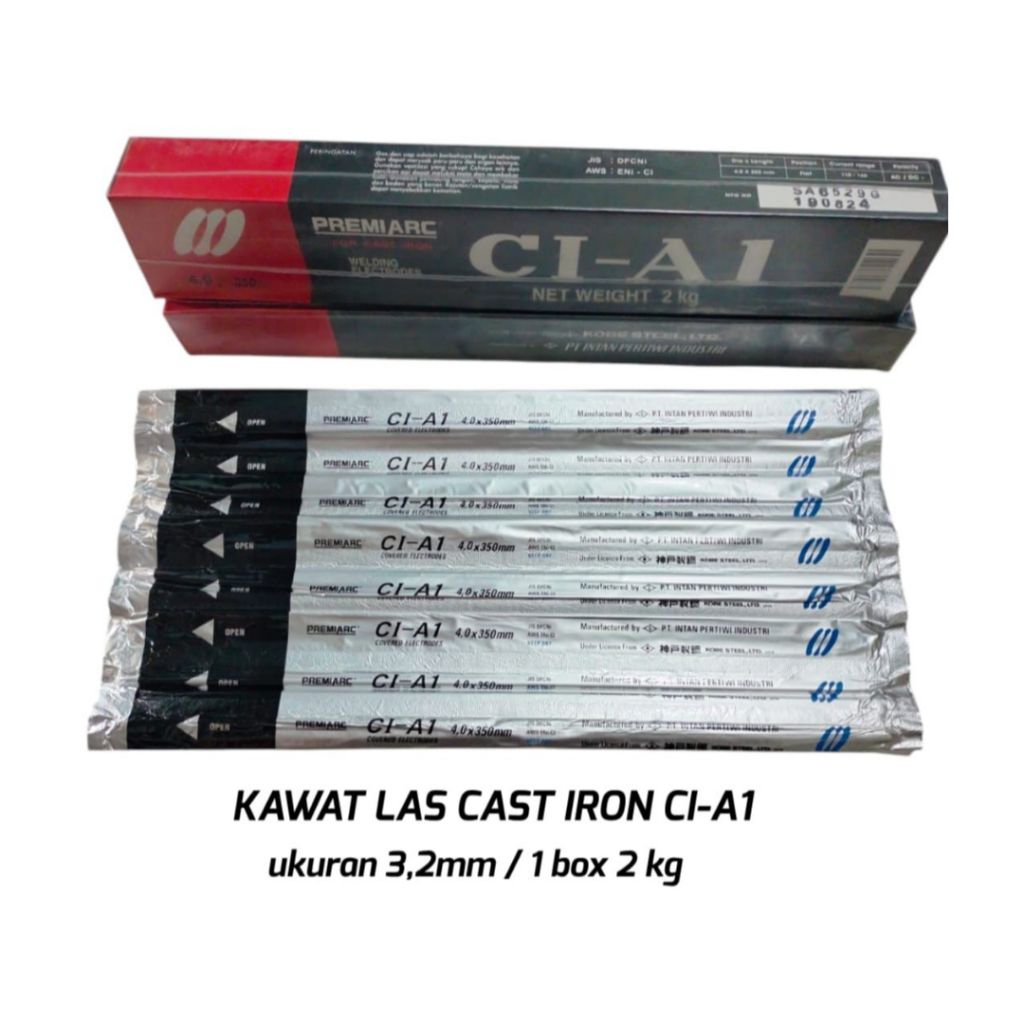 Jual kawat las cast iron Kobe steel CI-A1 3.2mm 1kotak 2kg (barang ...