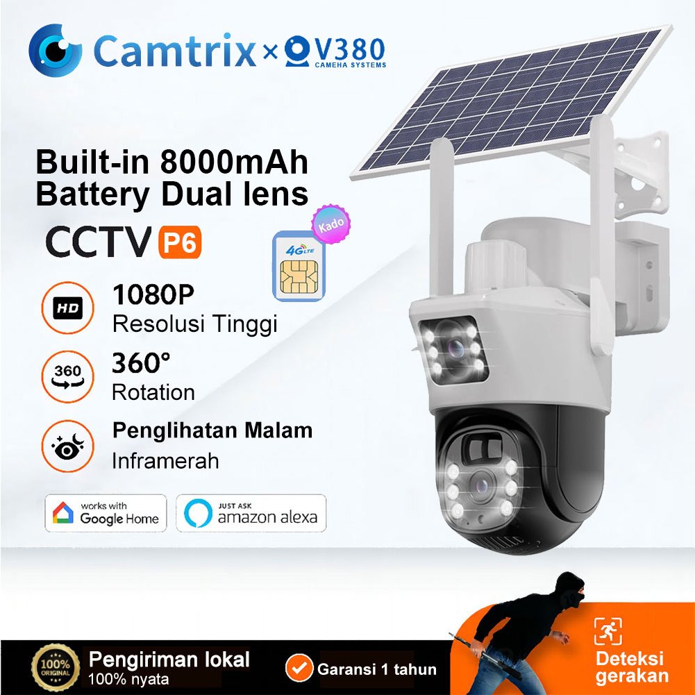 Jual Camtrix Dual lens V380 Solar WiFi/4G SIM CCTV IP Camera 8MP HD ...