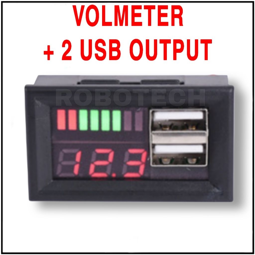 Jual Voltmeter Indikator Level Baterai dengan Display + USB Ganda ...