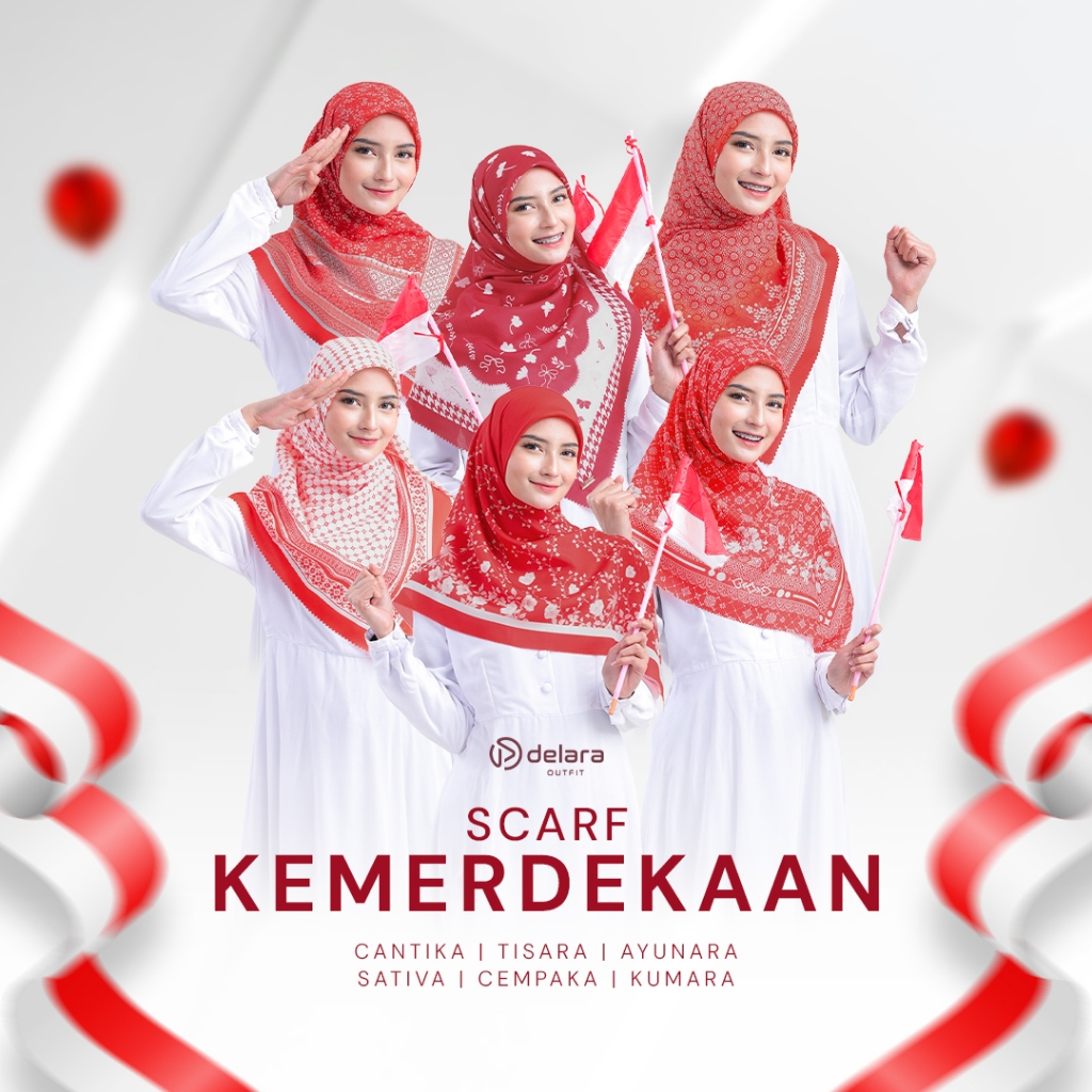 Jual Delara Outfit - Scarf Motif 17 Agustus Merdeka Merah Putih Hijab ...