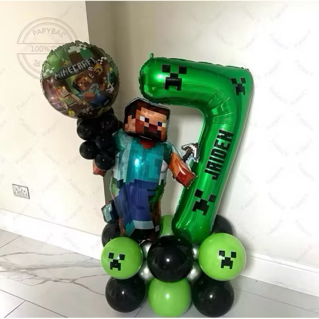 Jual PAKET STAND BALON MINECRAFT JUMBO ANGKA HIJAU 80cm | Shopee Indonesia