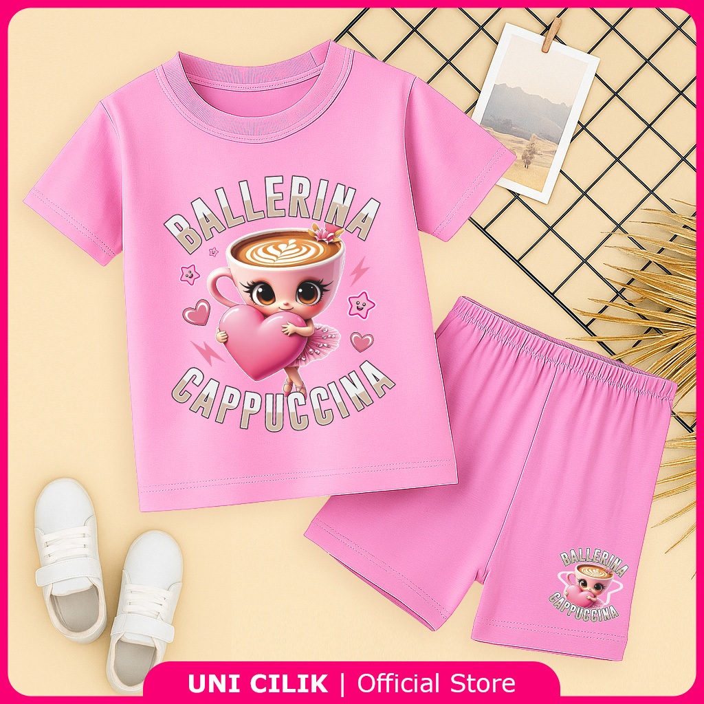 Jual Baju Ballerina Cappuccina Setelan Pendek Anak Cewek dan Cowok usia 1-10Tahun One-Set 1858 ...