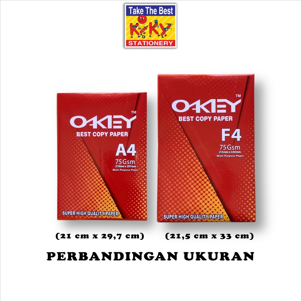 Jual OKEY A4 & F4 Copy Paper 75 GSM - 1 Rim 500 Lembar | Shopee Indonesia