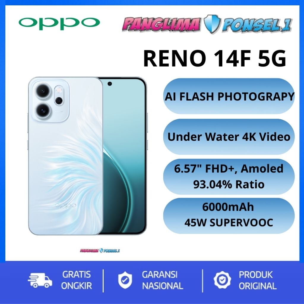Jual OPPO RENO 14F 5G [12+12/256GB AI FLASH PHOTOGRAPHY] GARANSI RESMI OPPO INDONESIA | Shopee ...