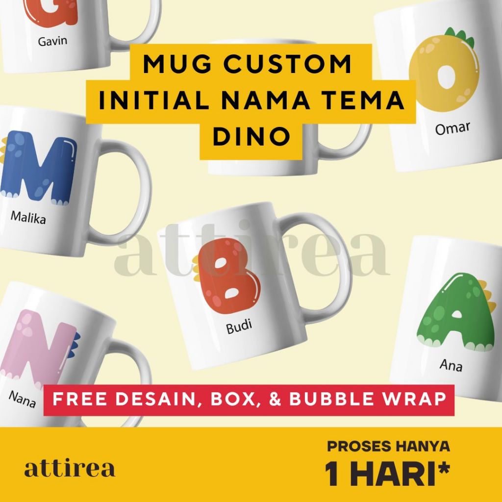 Jual Mug Custom Inisial Nama - Dino | Souvenir Kado Hadiah Unik ...