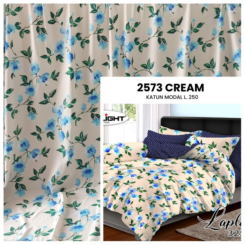 Jual KAIN KATUN BUNGA CREAM MODAL LOKAL CVC LEBAR 240 CM SPREI MOTIF ...