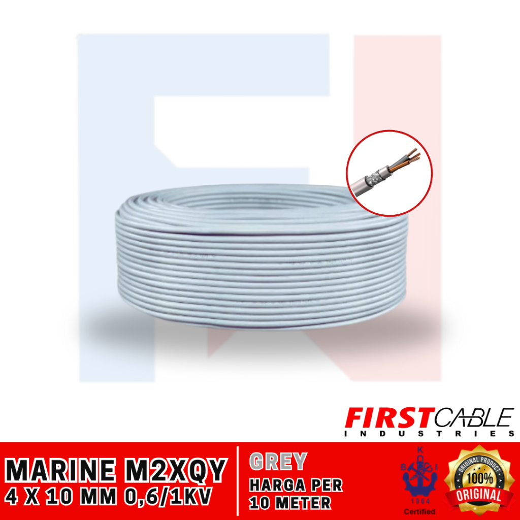 Jual KABEL MARINE / MERIN M2XQY 4 x 10 mm 0,6/1kV GREY FIRST CABLE - 10 ...