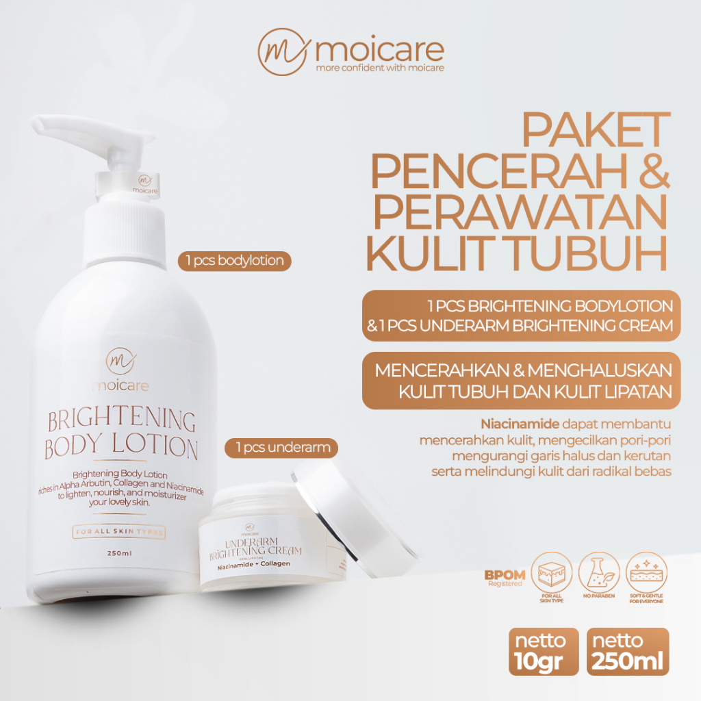 Jual MOICARE 2 PAKET PENCERAH Underarm Cream Whitening + BodyLotion ...