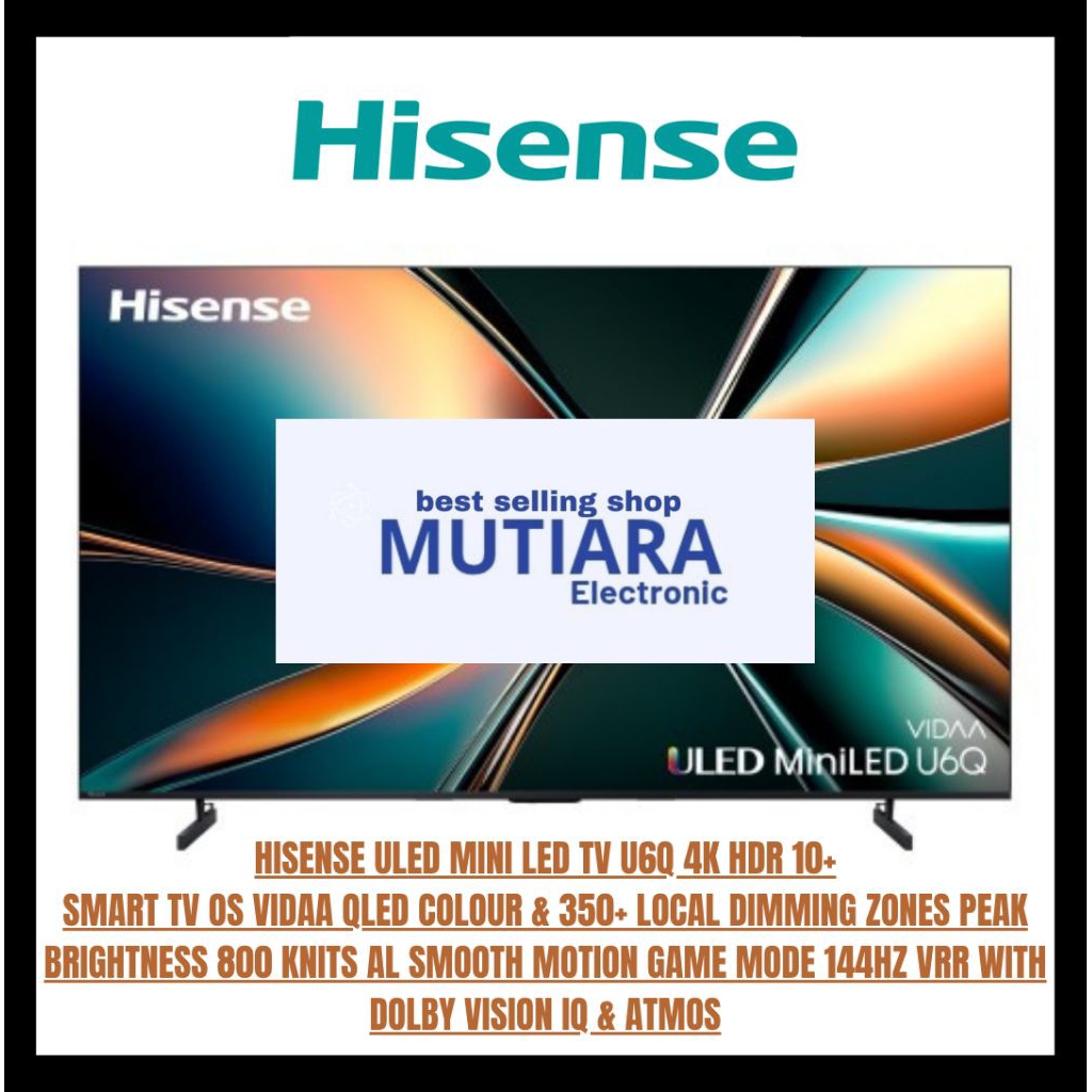 Jual HISENSE 65U6Q 4K MINI LED QLED COLOUR SMART TV VIDAA 65 inch ...