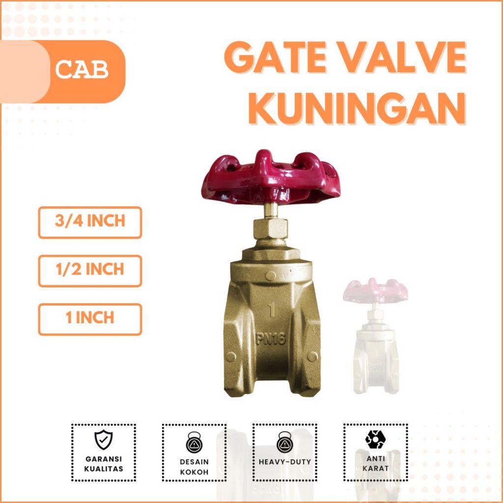Jual CAB Gate Valve Kuningan 1/2 3/4 1 Inch | Katup Gerbang Kualitas ...