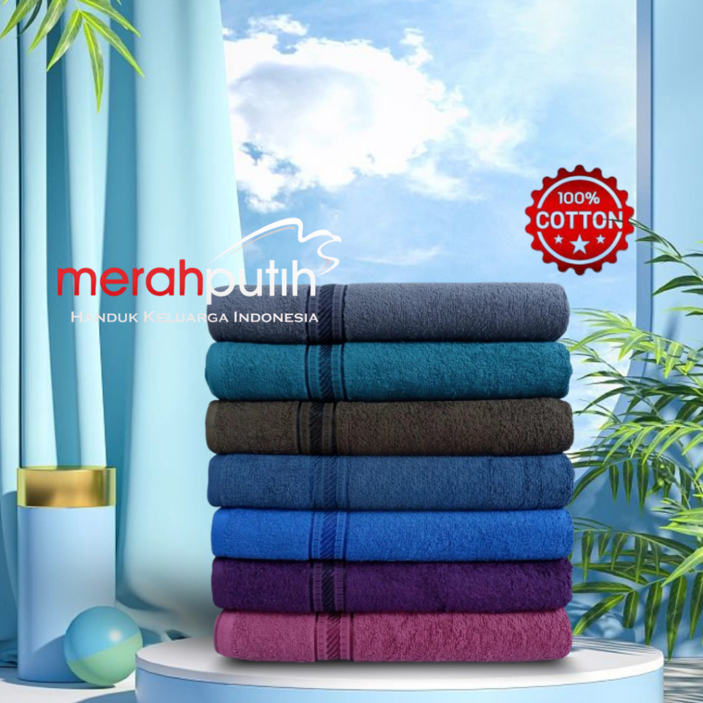 Jual Handuk Mandi Merah Putih | Handuk Merah Putih Ukuran 50X95-100 cm ...