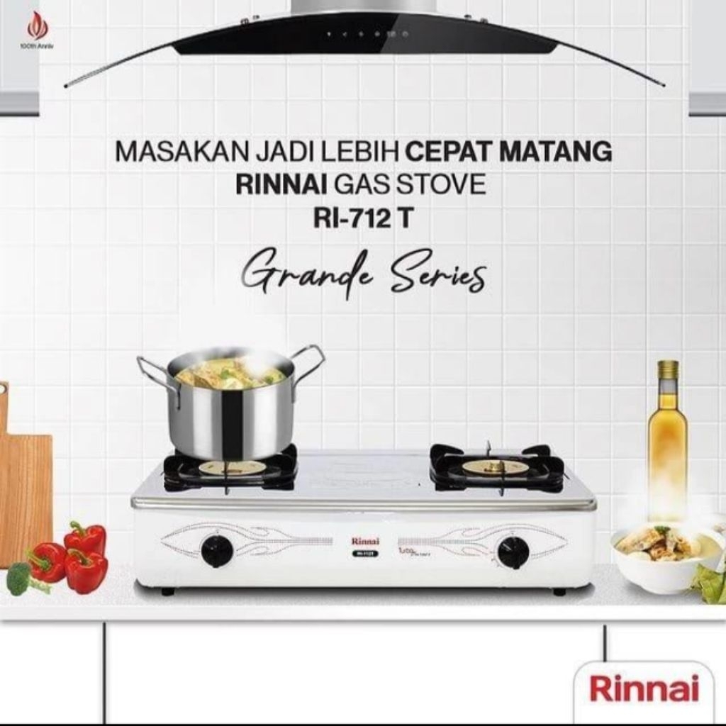 Jual BATAM - RINNAI RI712T RI 712 T kompor gas 2 tungku grande putih ...