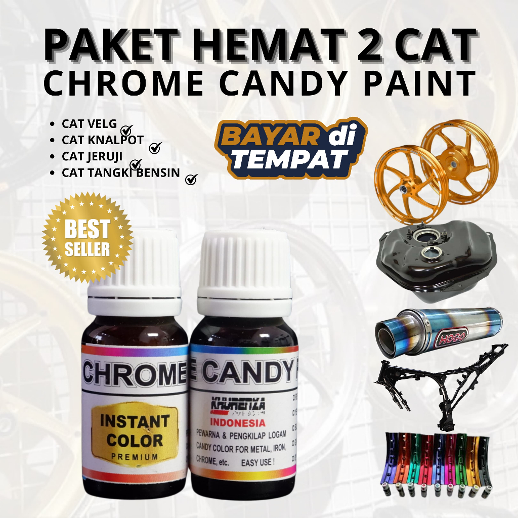 Jual PAKET HEMAT 2 PCS Cat Logam Oles Chrome Candy Paint, Cat Besi Oles ...