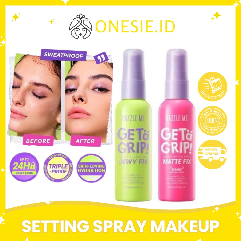 Jual DAZZLE ME Get a Grip Setting Spray Makeup Dewy Fix Matte Fix Face ...