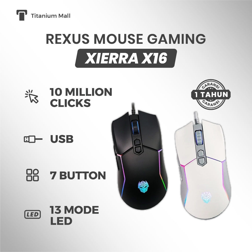 Jual Rexus Xierra X-16 RGB 7200 DPI Gaming Mouse – Sensor Responsif dan ...