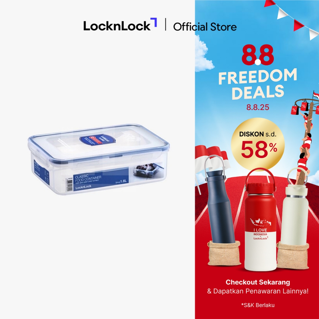 Jual LocknLock Classic Kotak Makan Rectangular Short 1.6L - HPL824 | Shopee Indonesia