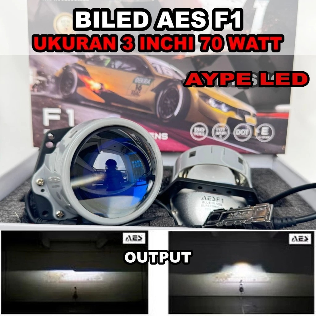 Jual Biled Projector AES F1 70 W AES 3 inch Bluelens Bluefirm Dual Chip Led Bi-led AES F1 70 ...