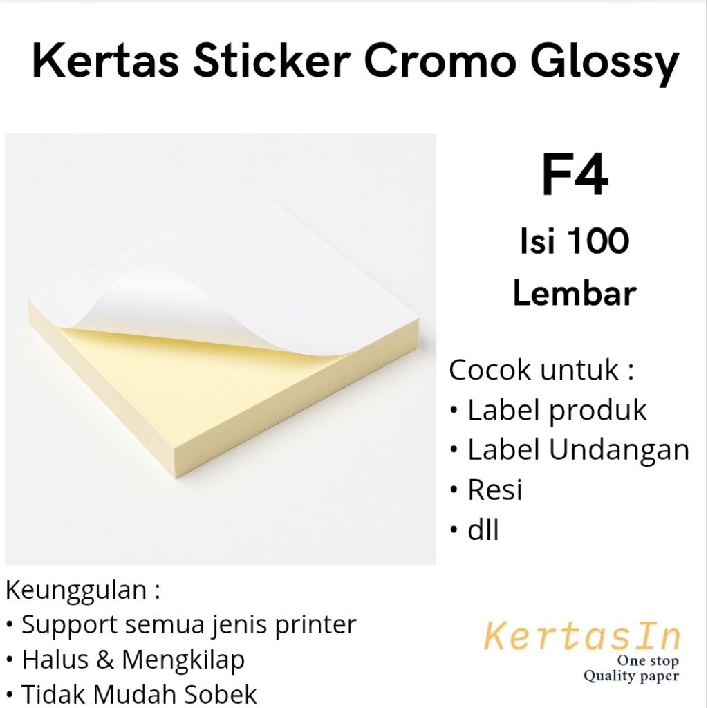 Jual Kertas Sticker Chromo Glossy F4 Isi 100 Lembar | Sticker Label dan ...