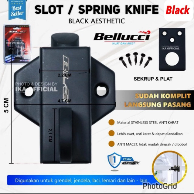 Jual BELLUCI Grendel Spring Knife Kotak Jumbo Hitam Dofdop kunci ...