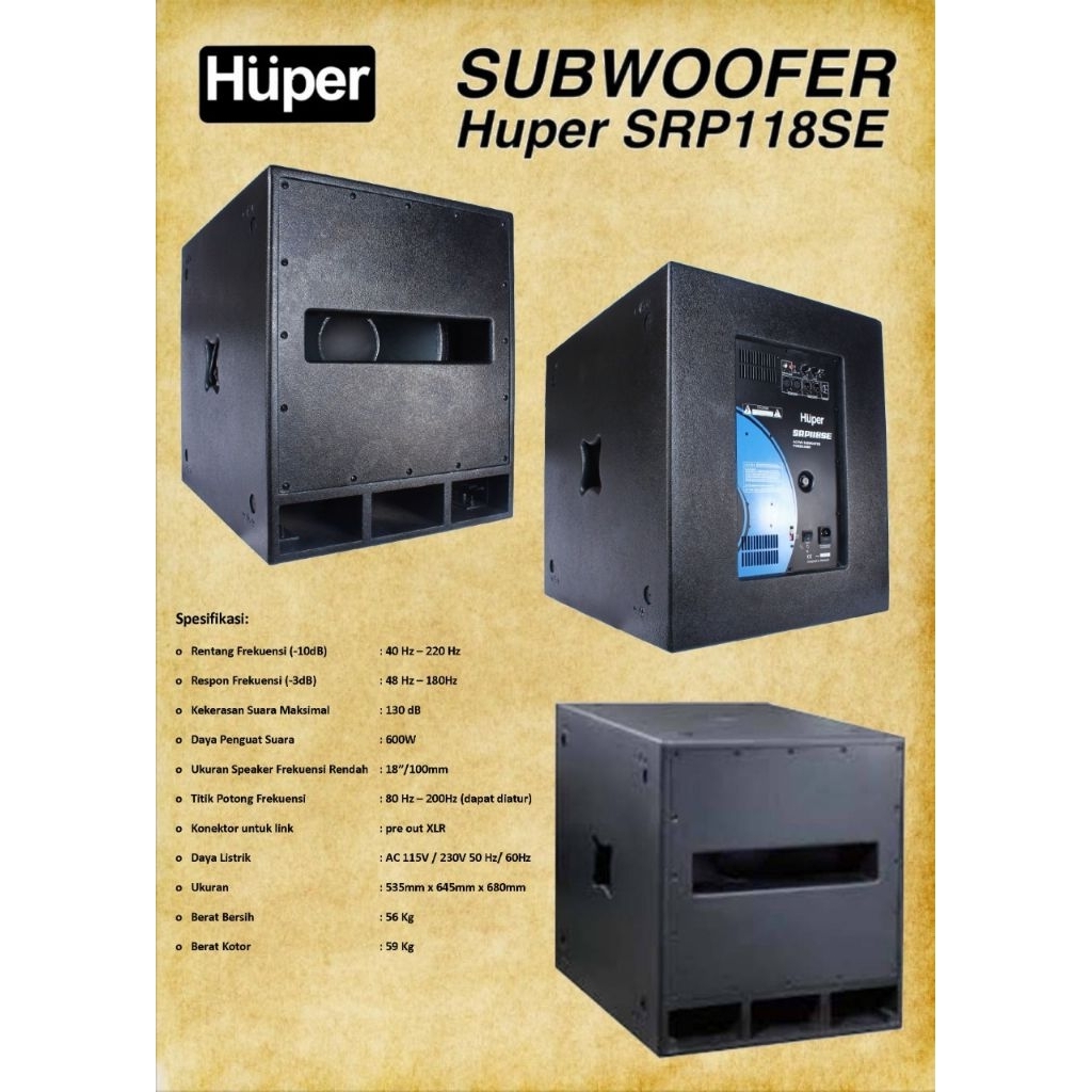 Jual SUBWOOFER HUPER SRP 118SE / SRP-118 / SRP118SE 18INCH ORIGINAL ...