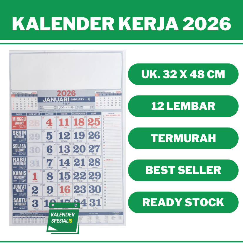 Jual PROMO KALENDER KERJA 2026 UKURAN 32 X 48 TERMURAH | Shopee Indonesia