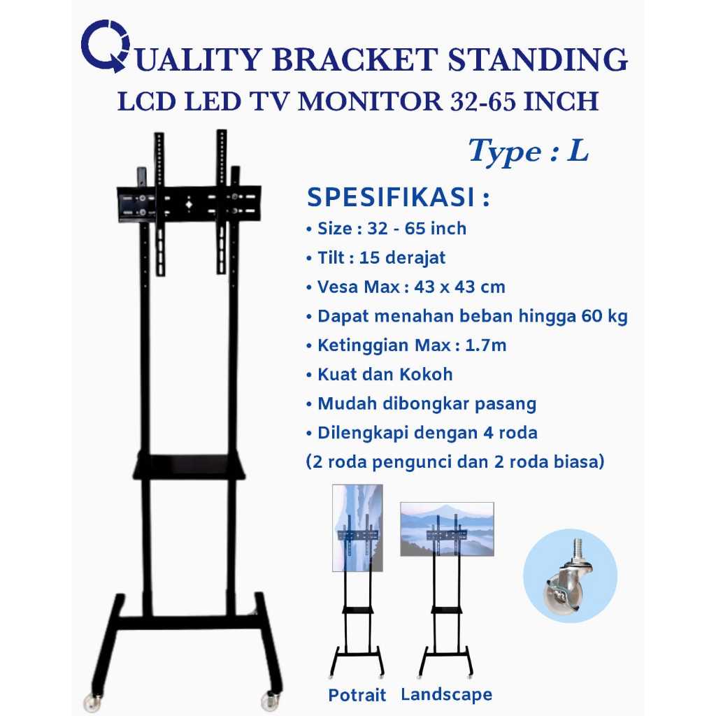 Jual standing bracket tv 32 - 65 inchi braket tv berdiri 32 39 40 42 49 ...