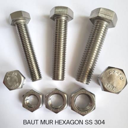 Jual M14 BAUT MUR HEXAGON STAINLESS 304 / BM SS304 M14 x 25 sampai ...