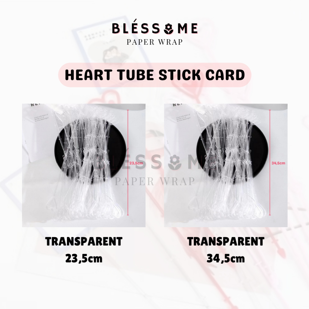 Jual (80 PCS) Flower Card Holder Love / Transparent Heart Tube Stick ...