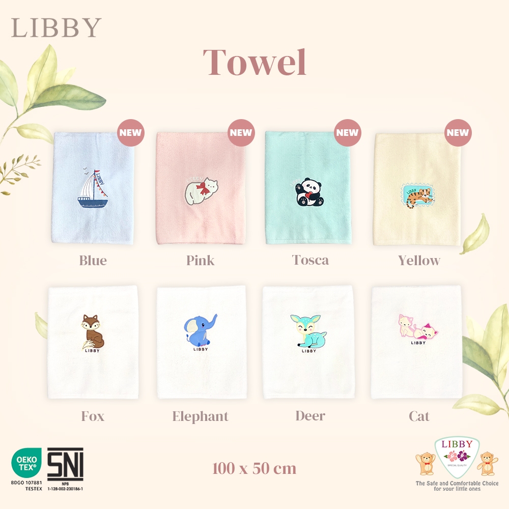 Jual LIBBY Handuk Bordir Polos Lembut Bayi & Anak Uk.100x50 (1pcs) Handuk Serap Air - Baby Towel ...