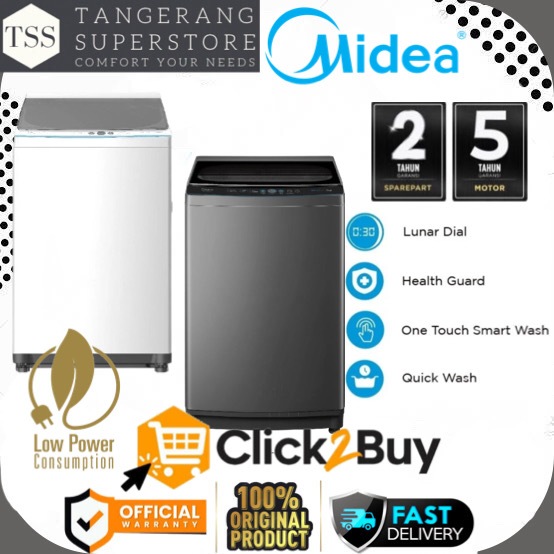 Jual MESIN CUCI MIDEA MA-100W75 MA100W75 MA 100W75 1 TABUNG 7.5KG SUPER LOW WATT MESIN CUCI TOP ...