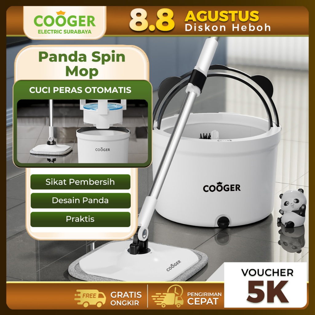 Jual COOGER Alat Pel Lantai 2IN1 Pel Putar Panda Plus Spin Mop Air ...