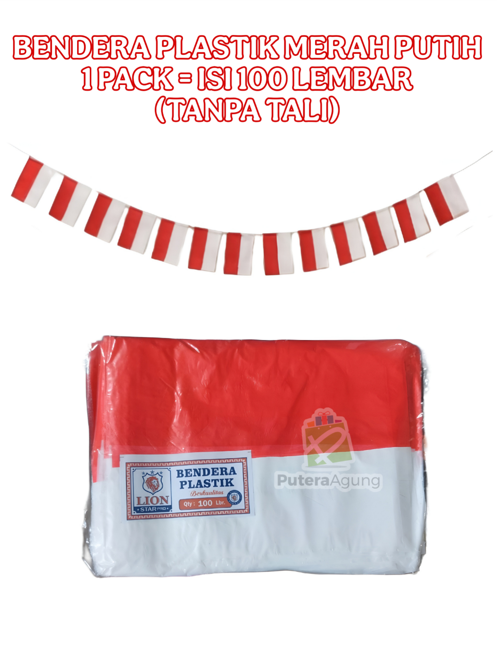 Jual Bendera Plastik Merah Putih Model Tanpa Tali Bunga lily LIONSTAR ...