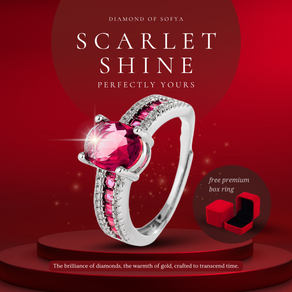 Jual Diamond of Sofya – Cincin Wanita Scarlet Shine C26 | Zirkon Merah ...
