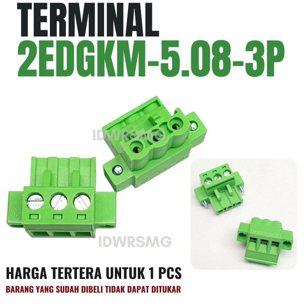Jual Terminal Block Male 3 Pin KF2EDGKM Pitch 5.08mm Bulkhead PCB Screw ...
