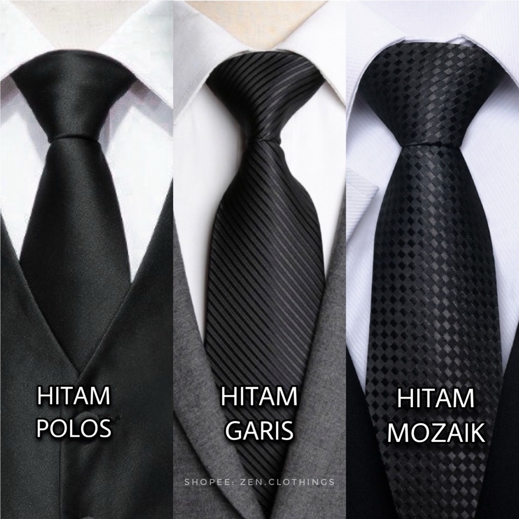 Jual Dasi Pria Ikat Manual Warna Hitam Black Item Dewasa Panjang Formal ...