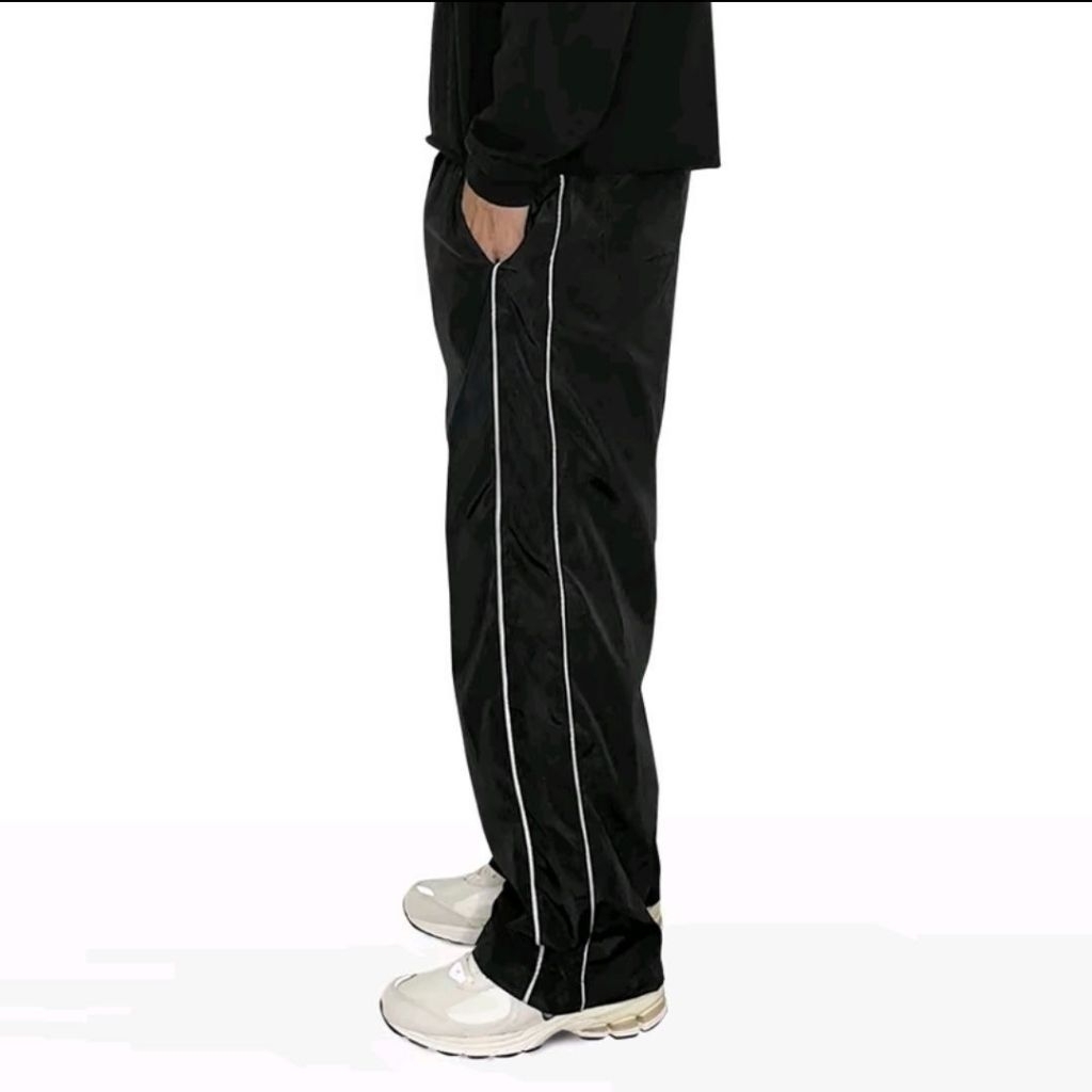 Jual CELANA TRAINING HITAM PANJANG BAGGY TRACKPAND Garis Putih Unisex ...