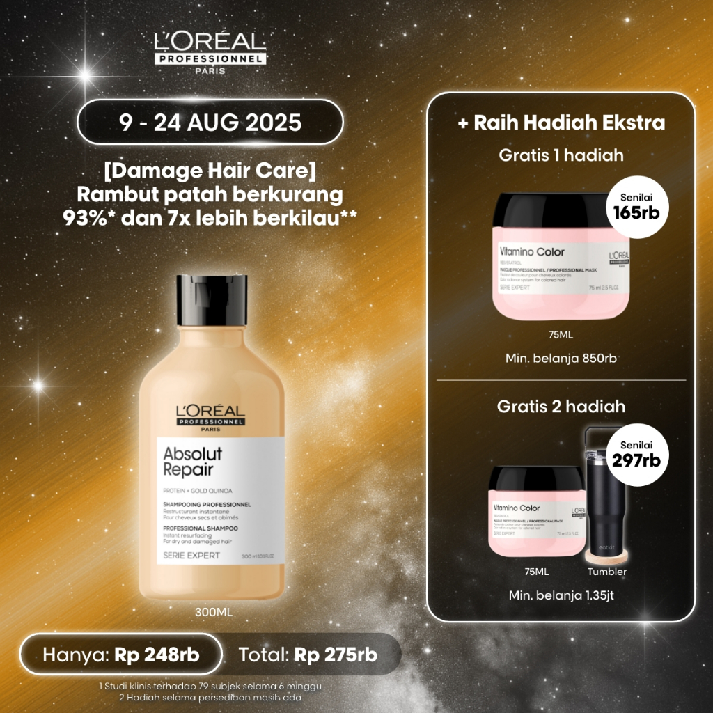 Jual Serie Expert Absolut Repair Shampoo 300 ml Untuk Rambut Rusak ...