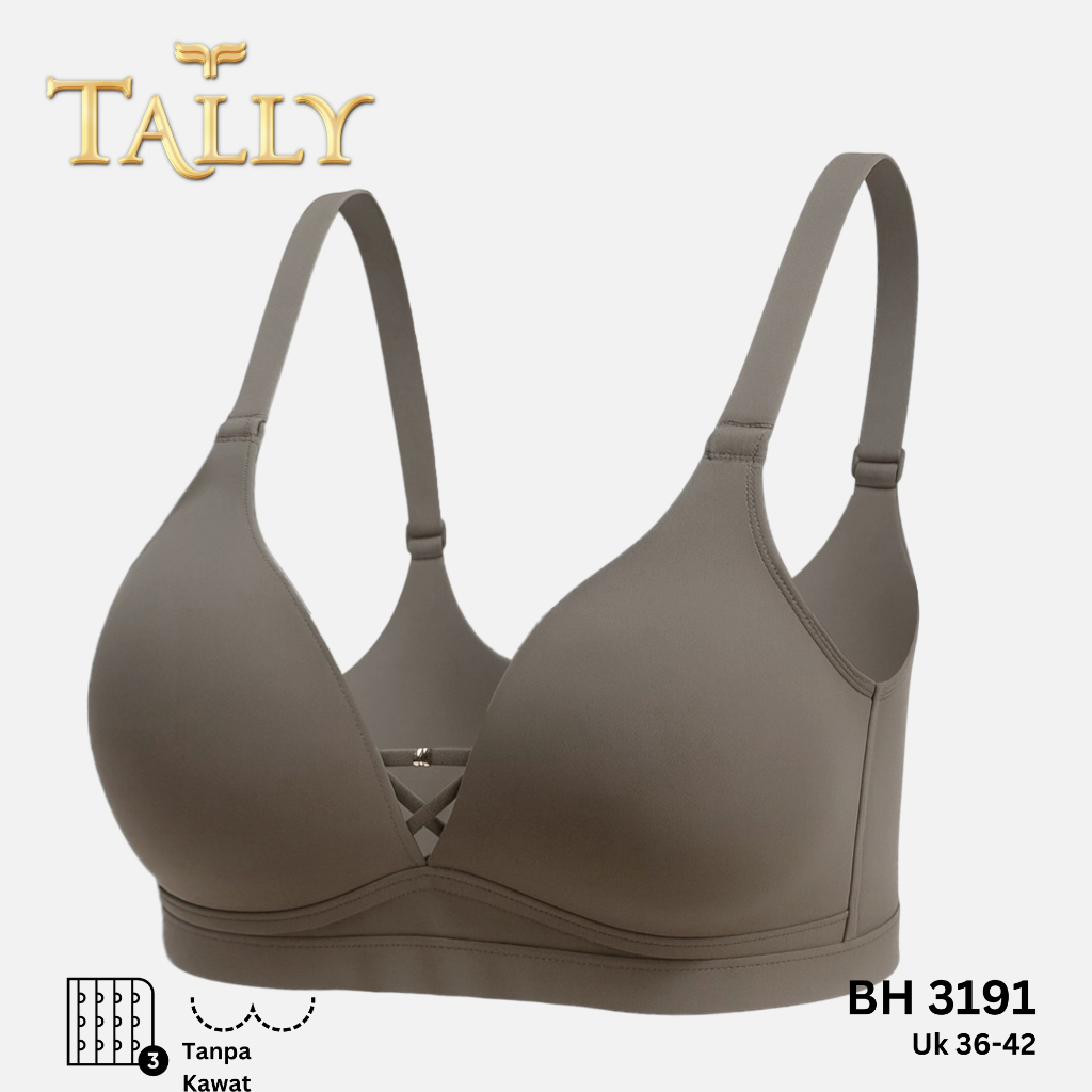 Jual TALLY BH 3191 Bra Wanita Tanpa Kawat Busa Tipis Bahan Katun Nilon Baby Skin CUP B Kait 3 ...