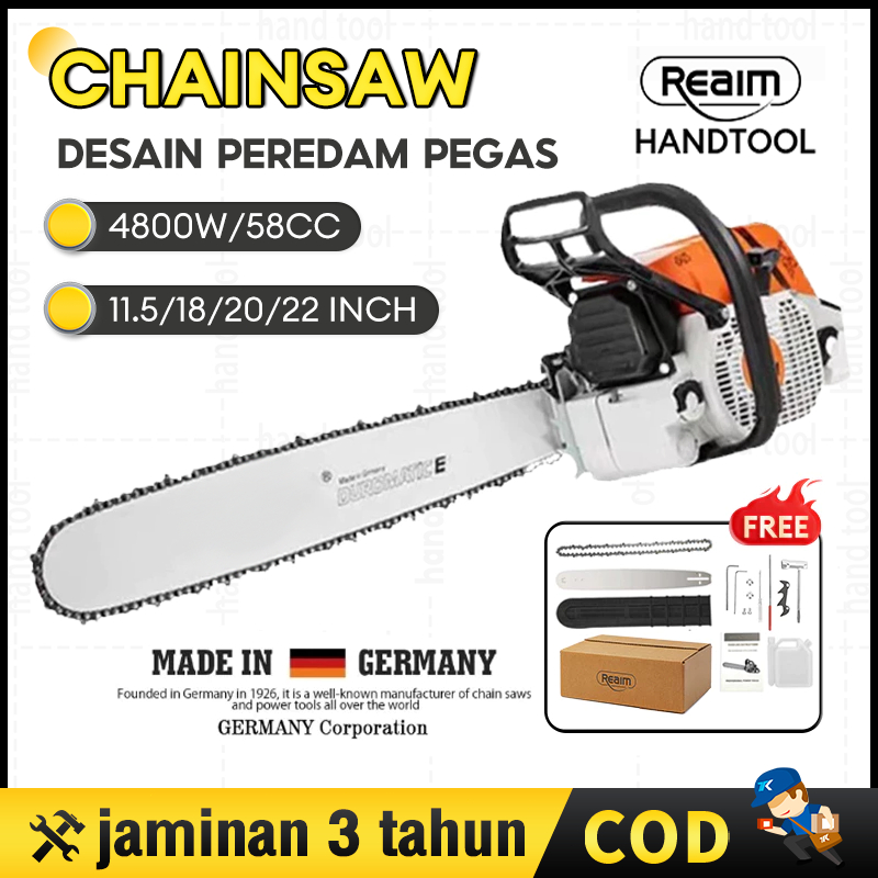 Jual REAIM Chainsaw 20/22 Inch senso 52CC Mesin Potong Kayu Gergaji ...