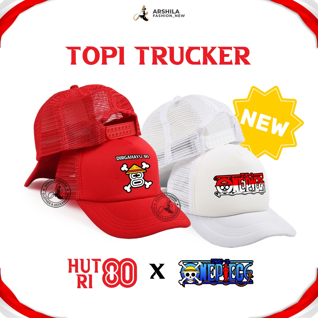 Jual TOPI TRUCKER DEWASA SABLON EDISI HUT RI X ONEPIECE | Shopee Indonesia