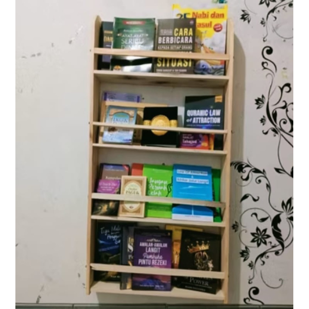 Jual Rak buku 4 susun tempel dinding tempat buku gantung dinding rak ...