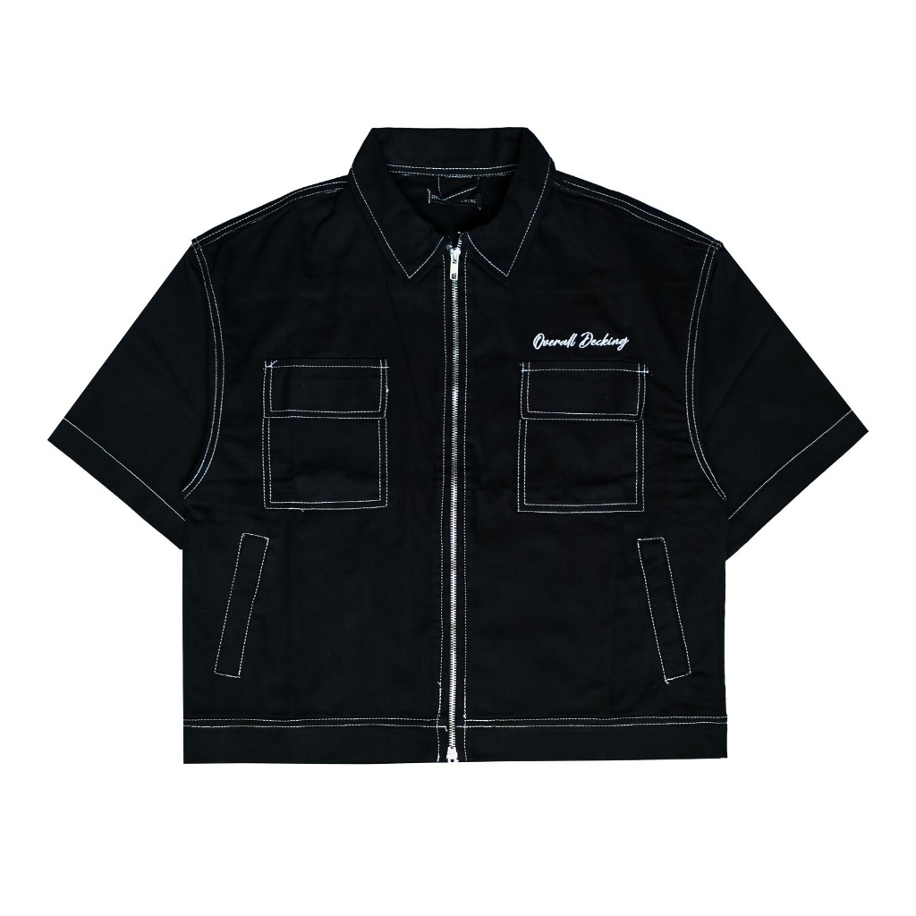 Jual Boxy Workshirt Double Zip OverallDecking Kemeja Boxy Black ...