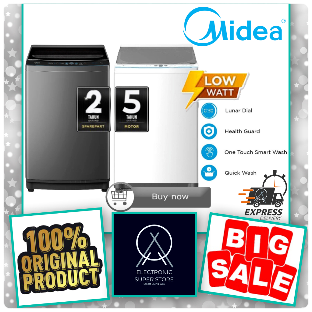 Jual MESIN CUCI MIDEA MA100W85 MA-100W85 MA 100W8 8.5KG ONE TOUCH WASH ...