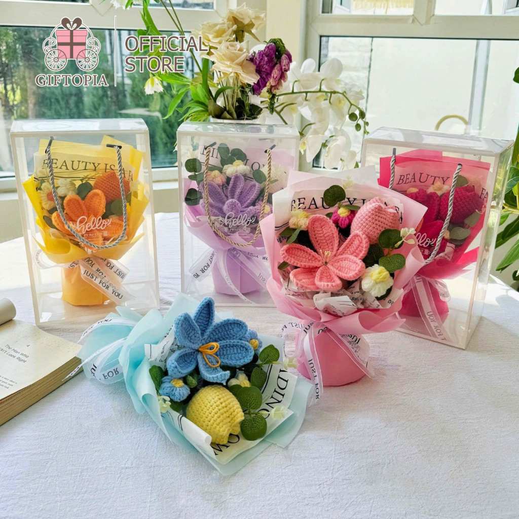 Jual GIFTOPIA READYSTOCK Buket Bunga Mini Handmade Bouquet Crochet ...