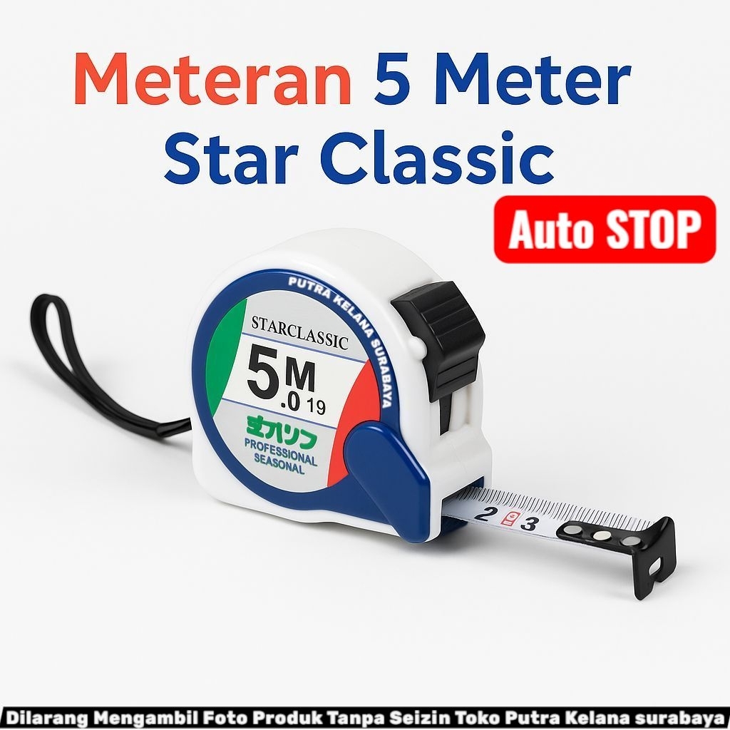 Jual Meteran Tukang 5M / Measuring Tape Star Classic 5 Meter/ Meteran ...